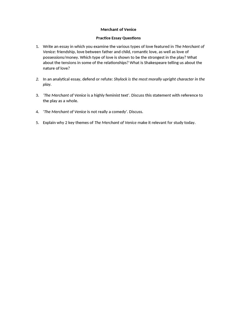 Practice Essay Questions | PDF