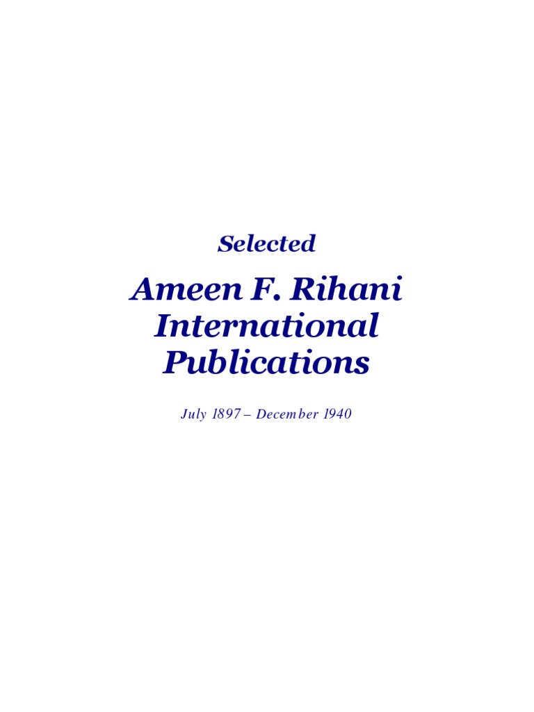 Ameen Rihani - International Publications | PDF | Lebanon | Arabian ...