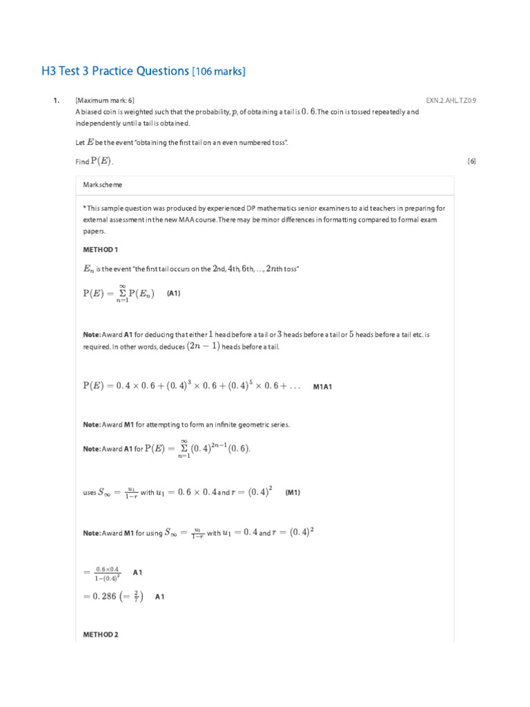 H3 Test 3 Practice Questions Guide | PDF | Normal Distribution ...