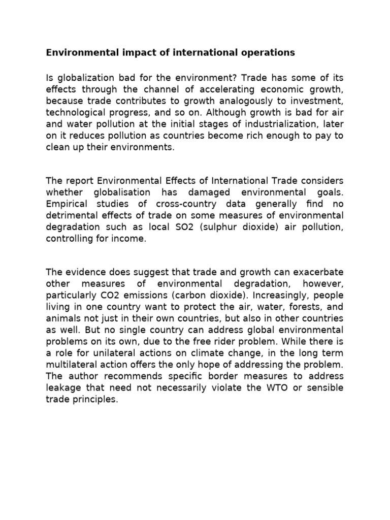 2.d Environmental Impact of International Operations | PDF | Pollution ...