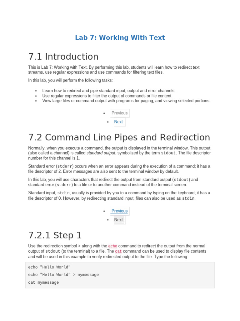 Lab 7 - Working With Text | PDF | Operating System Technology ...