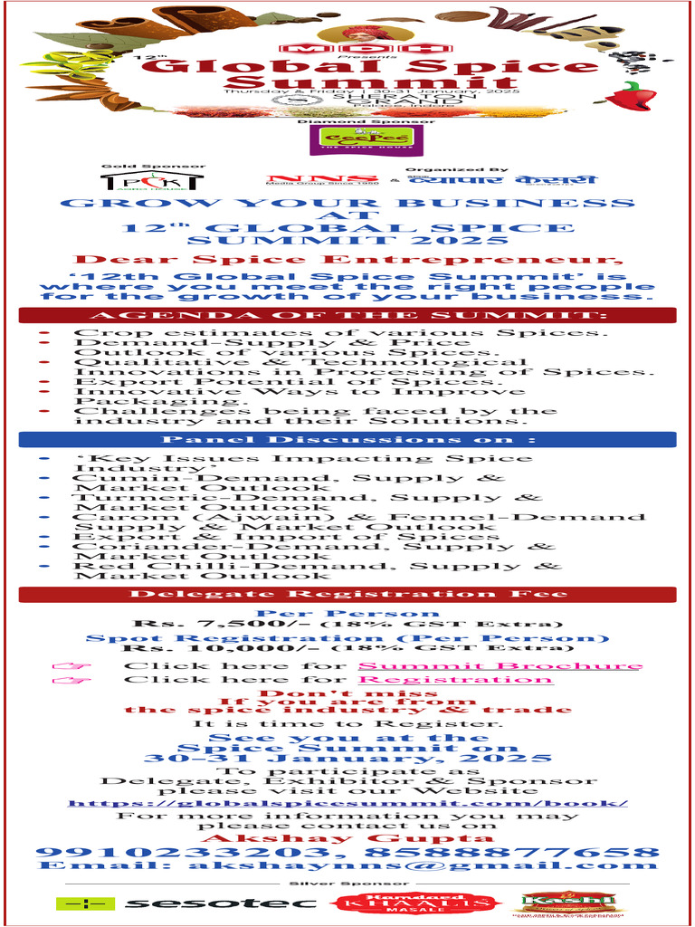 Spice Summit 2025 (Delegate Whatsapp) | PDF