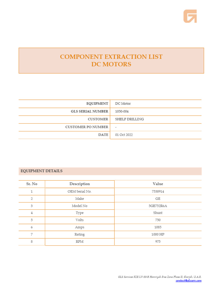 GLS 1050-004 DC Motor | PDF | Electrical Equipment | Electrical Components