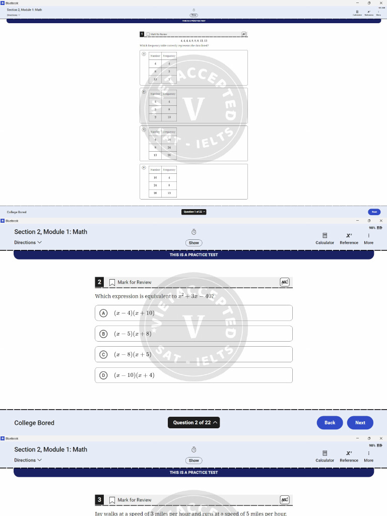 Bluebook Math Test 1 | PDF