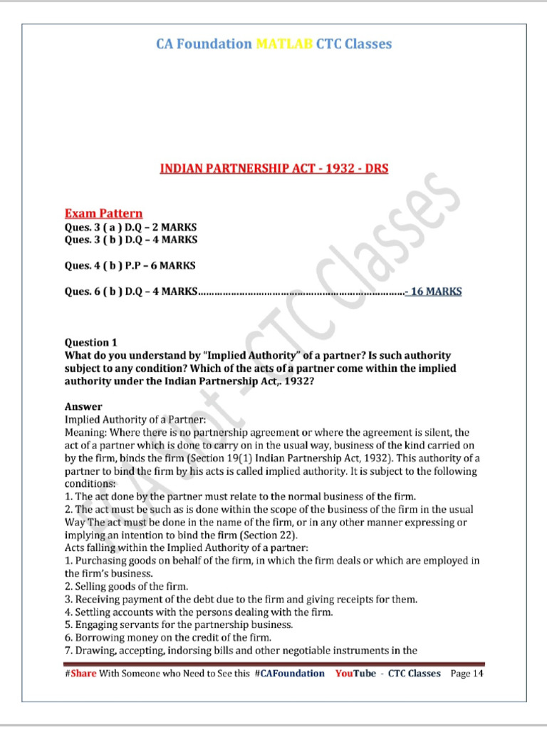 60+ Mark's Selected Questions IPA 1932 CTC Classes | PDF