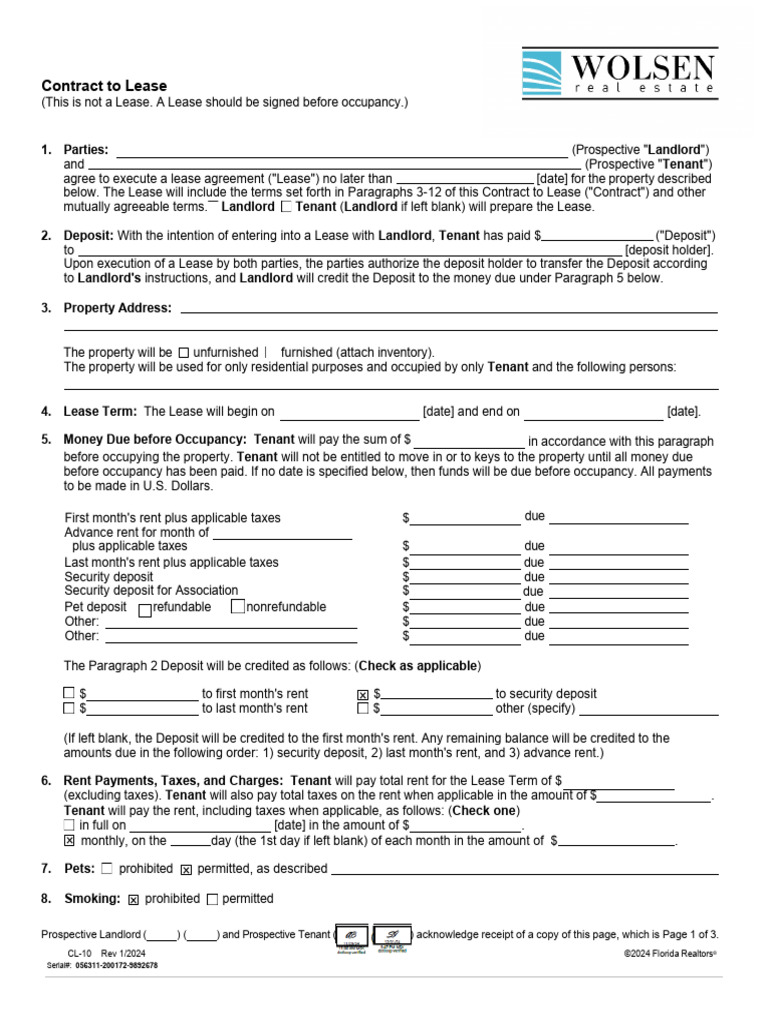 Collins Ave #601 Contract To Lease With Addendum and Rider | PDF ...