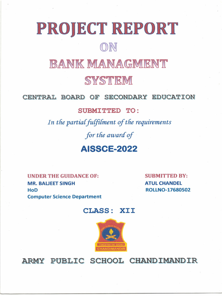 Bank Management System | PDF | Databases | Data Management Software