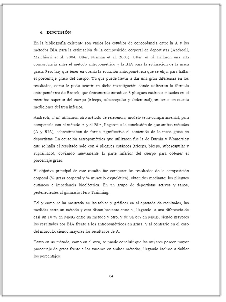 Valoración de La Composición Corporal Por Antropometría y Bioimpedancia ...