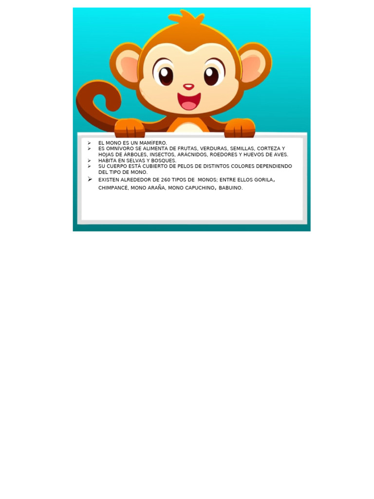 Tipos de monos y su alimentación | PDF