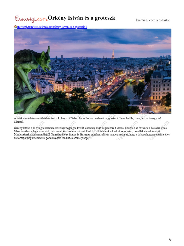 Örkény István És A Groteszk 3 | PDF