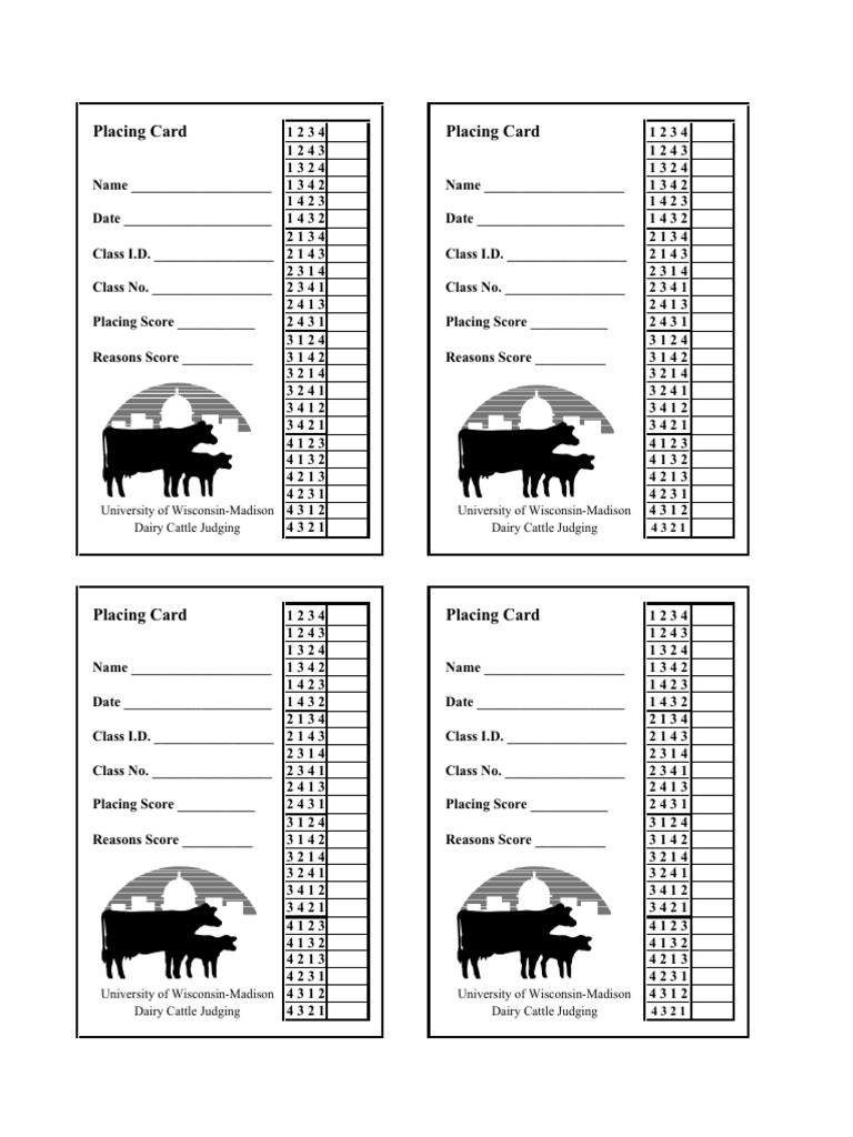 Dairy Cattle Judging Scorecard | PDF | Livestock | Cattle