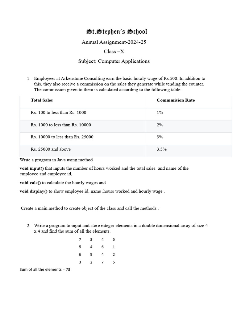 Class X Computer Applications Assignment | PDF | Computer Program | Programming