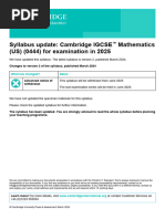 9709 A Level Maths Syllabus Update 2026 | PDF