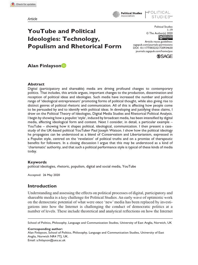 YouTube and Political Ideologies Technology Populi | PDF | Populism | You Tube
