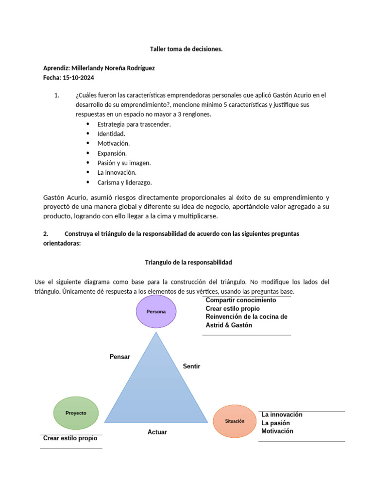 Taller Toma de Decisiones | PDF | Iniciativa empresarial | Toma de ...