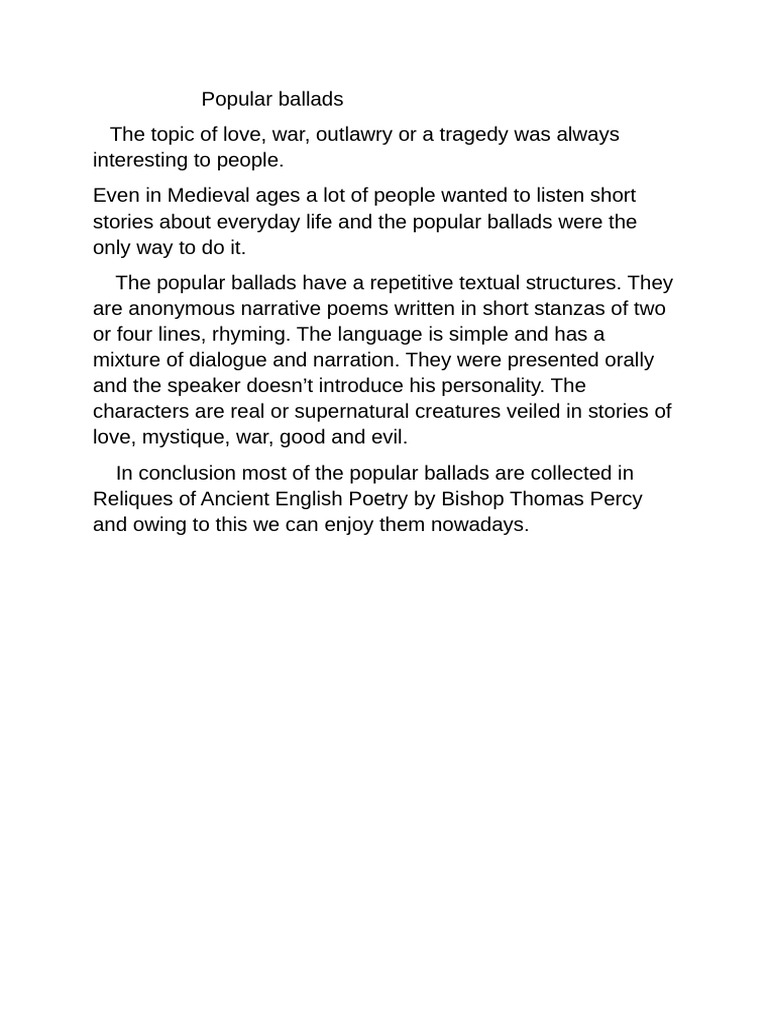 Popular Ballads | PDF