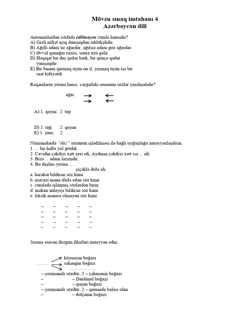 5 sinif MSİ 4 SUAL KİTABCALARİ | PDF