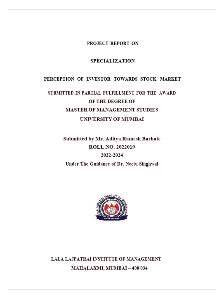 Investor Perception of Stock Market | PDF | Investment Fund | Investing