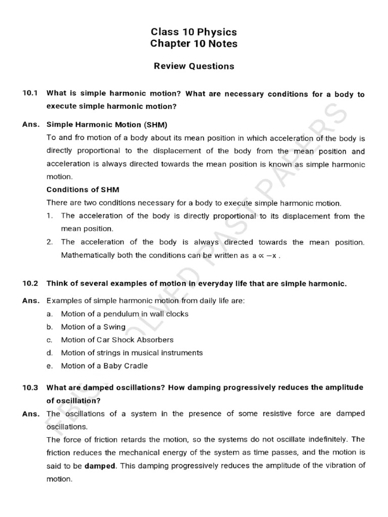 Physics CHP 10 Old Book Review Qs | PDF