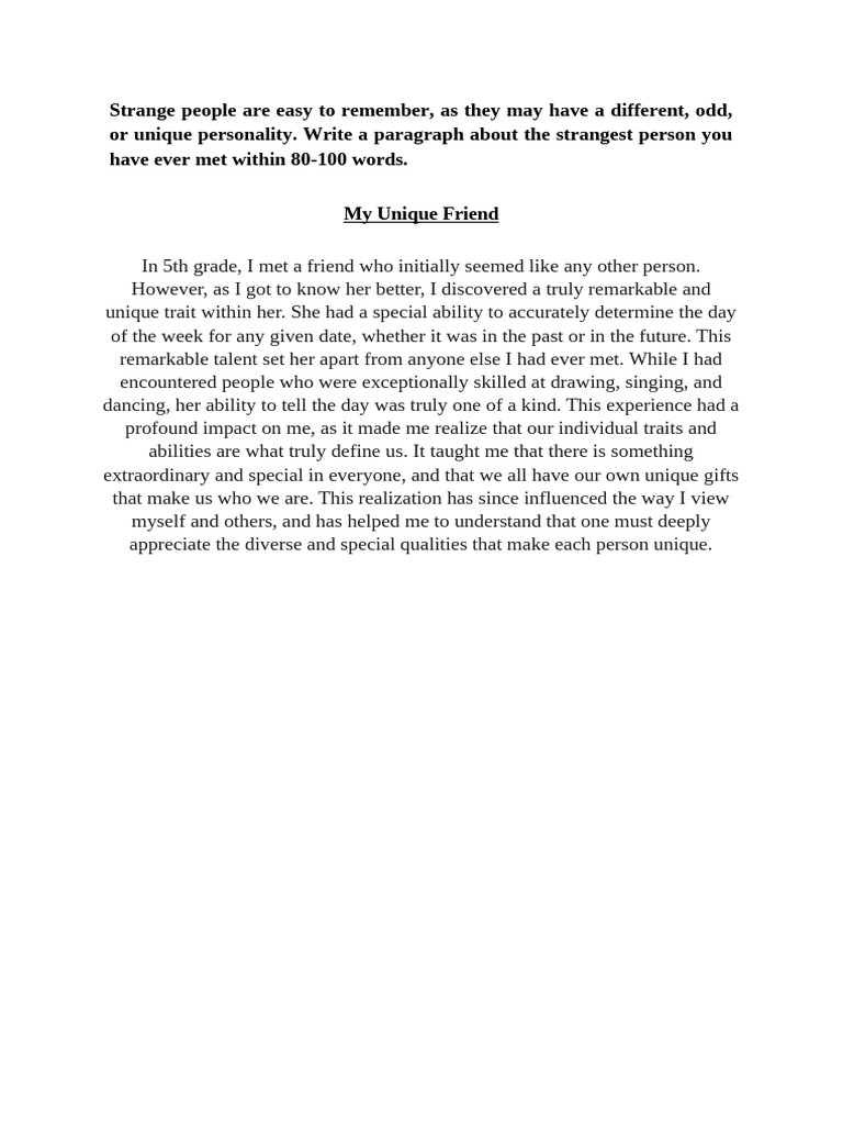 Strange People Are Easy to Remember, As They May Have a Different, Odd ...