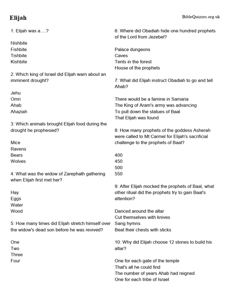 Home Bibletrivia Public HTML PDF Elijah | PDF | Elijah | Books Of Kings
