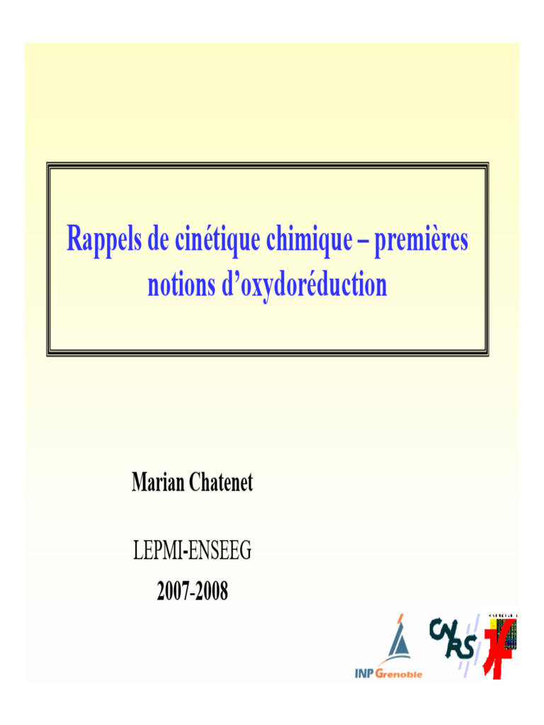 1 - Cin Tique Chimique | PDF