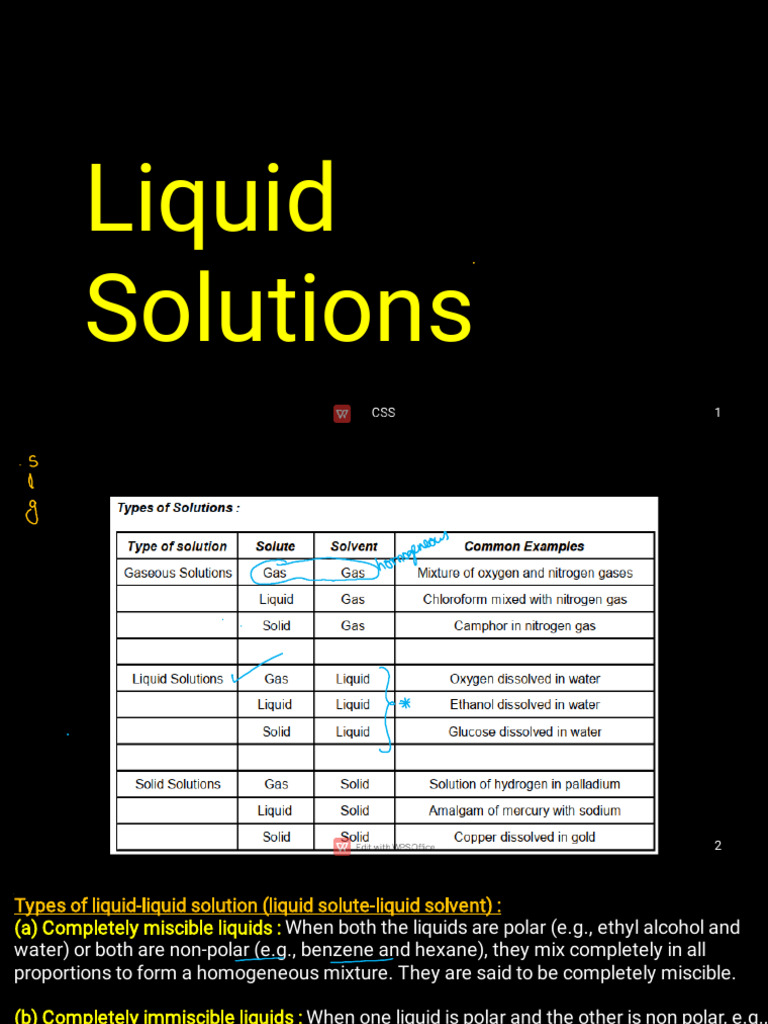 Liquid Solutions Notes | PDF
