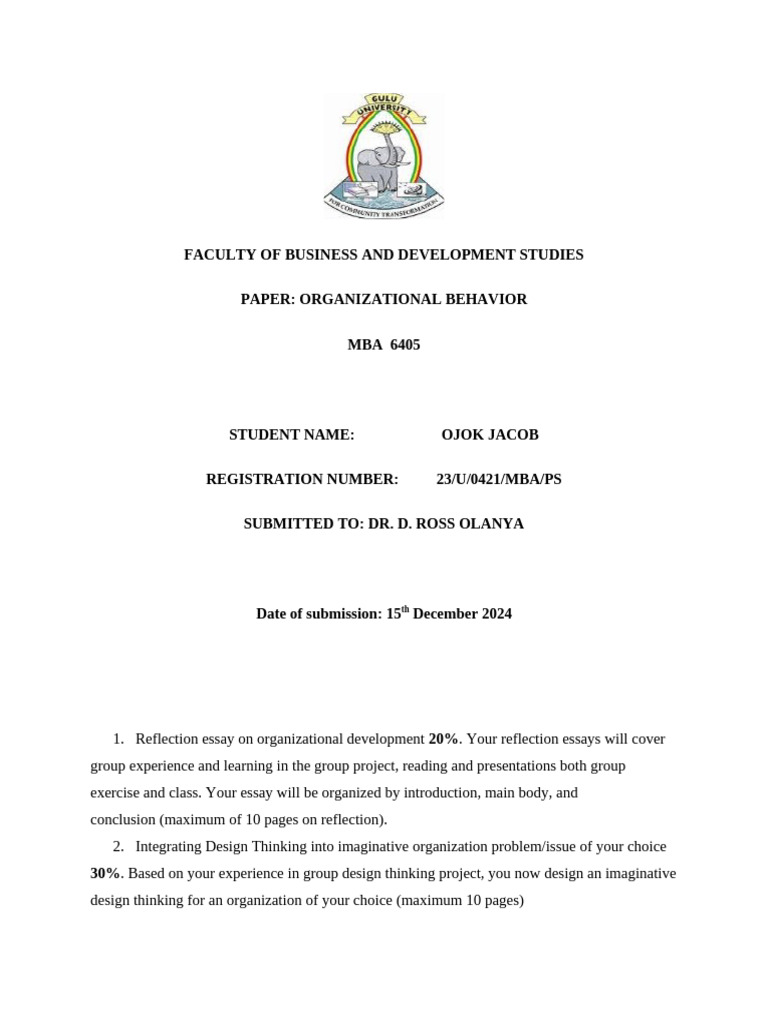 Reflection Essay On Organizational Development | PDF | Organization Development | Leadership