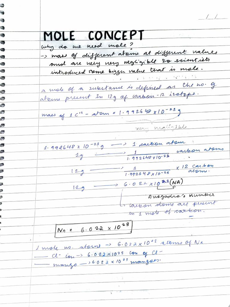 Mole Concept Some Notes | PDF
