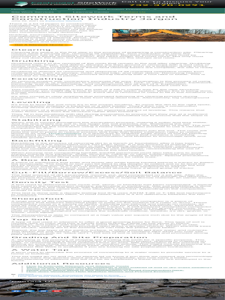 Construction Sitework Glossary | PDF | Soil | Topsoil