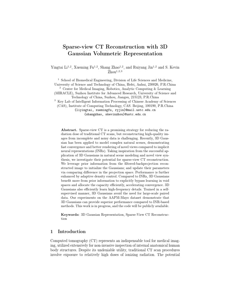 Sparse view CT Recon with 3DGS Volumetric | PDF | Ct Scan | Artificial Neural Network