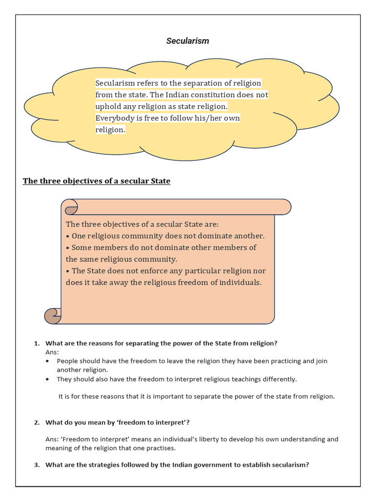 Understanding Secularism CH 2 | PDF | Secularism | Separation Of Church ...