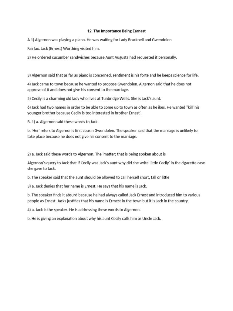 Importance of Being Earnest | PDF
