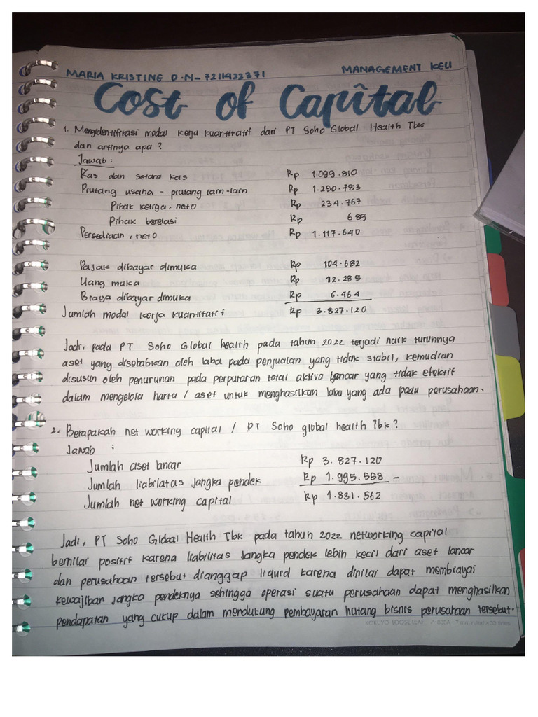 Maria Kristine - 7211422371 - Cost of Capital | PDF