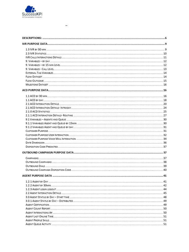 SuccessKPI Genesys Data Dictionary | PDF | Interactive Voice Response ...