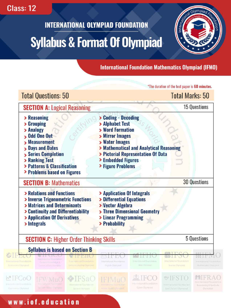 IFMO Syllabus Class 12 | PDF