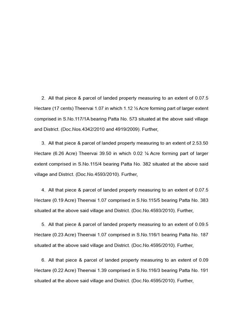 Schedule of Property | PDF | Acre | Units Of Measurement