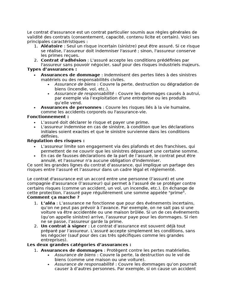 Comprendre le Contrat d'Assurance | PDF | Assurance | Risque