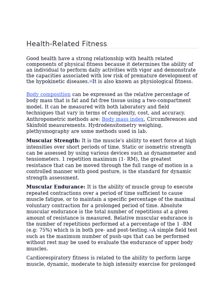 Components of Physical Fitness | PDF | Mental Chronometry | Physical ...