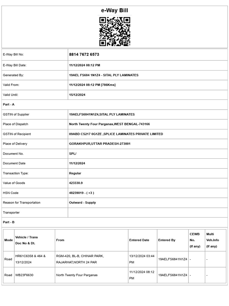 E-way Bill System Updated Bill | PDF