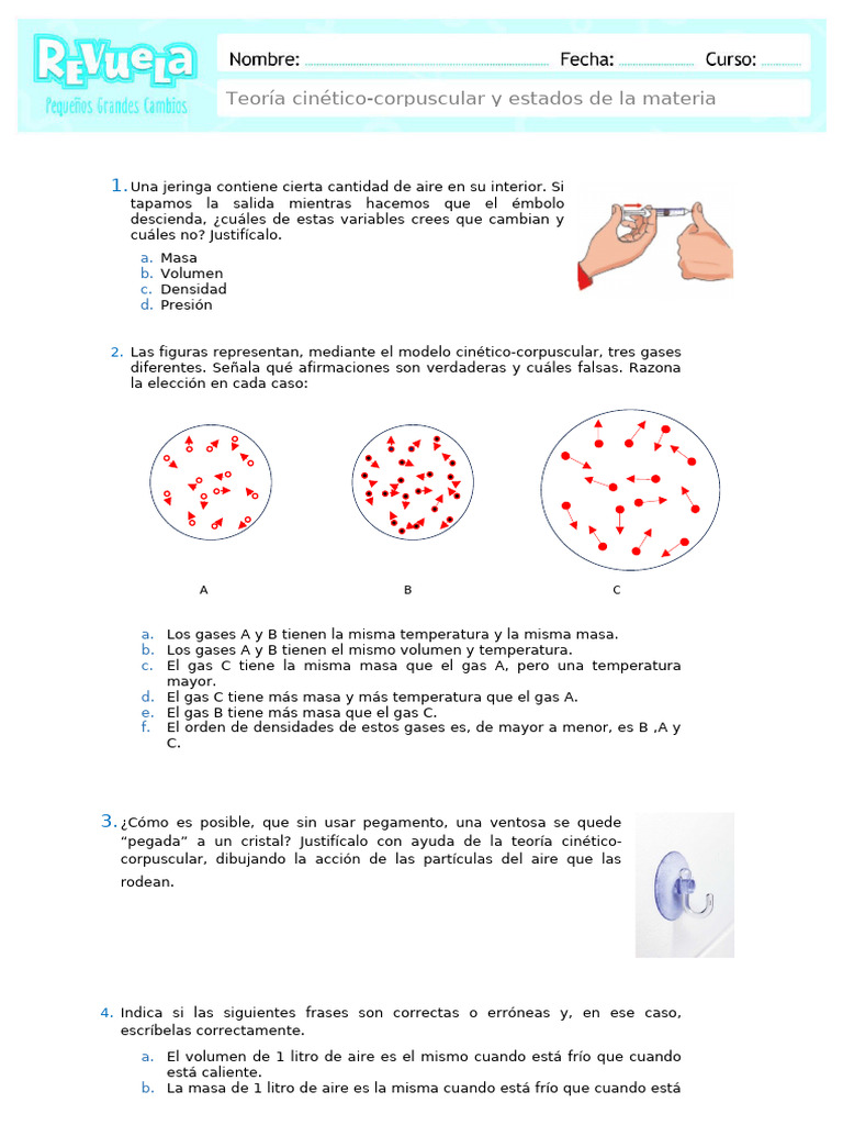 Teoría cinético-corpuscular y estados de la materia | PDF | Gases ...