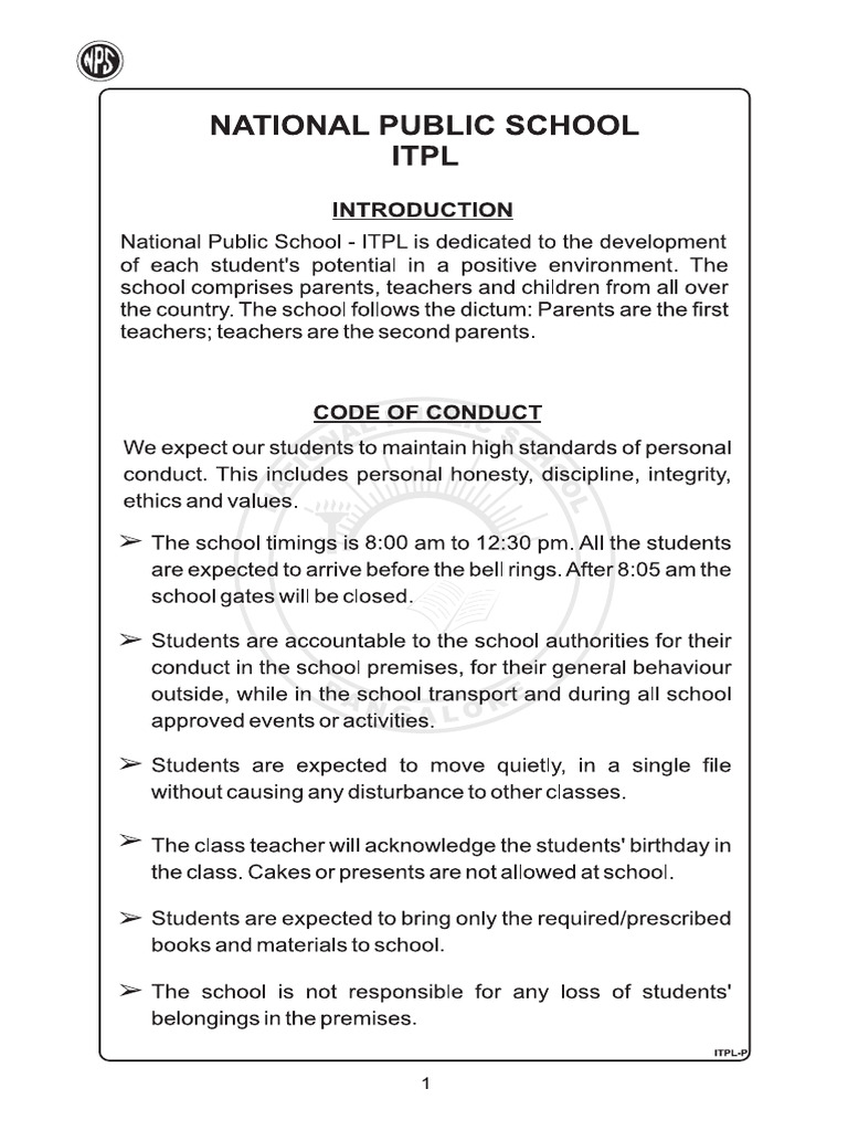 NPS ITPL School Policies Pre Primary | PDF