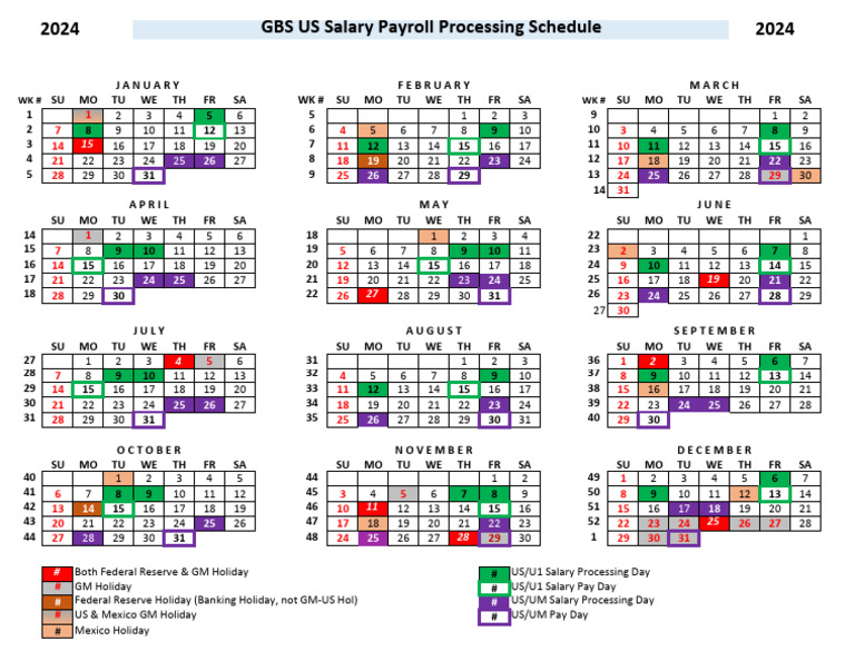 2024 Salary Processing Calendar | PDF