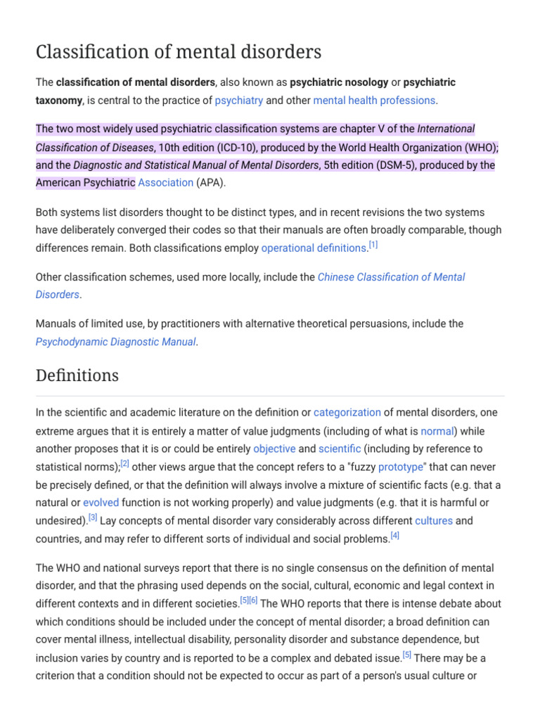 Classification of Mental Disorder Bhi | PDF | Mental Disorder | Diagnostic And Statistical ...