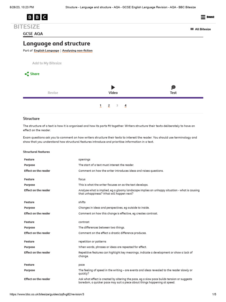 Structure - Language and Structure - AQA - GCSE English Language ...