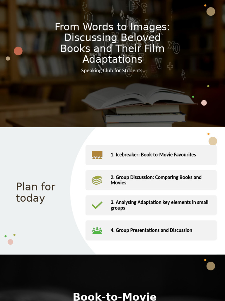 Speaking Club for Students. Books and Their Film Adaptations | PDF ...