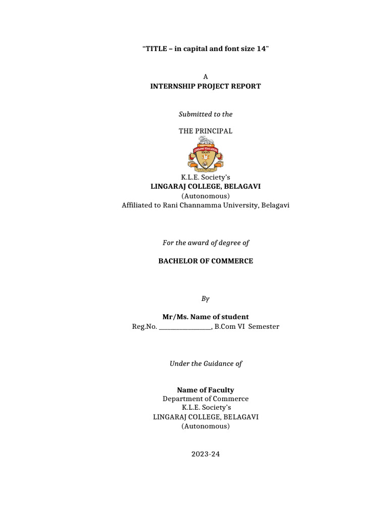 B.Com Internship Report 2023-24 | PDF