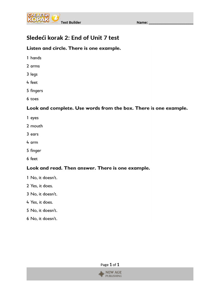 End of Unit 7 Test Answerkey | PDF