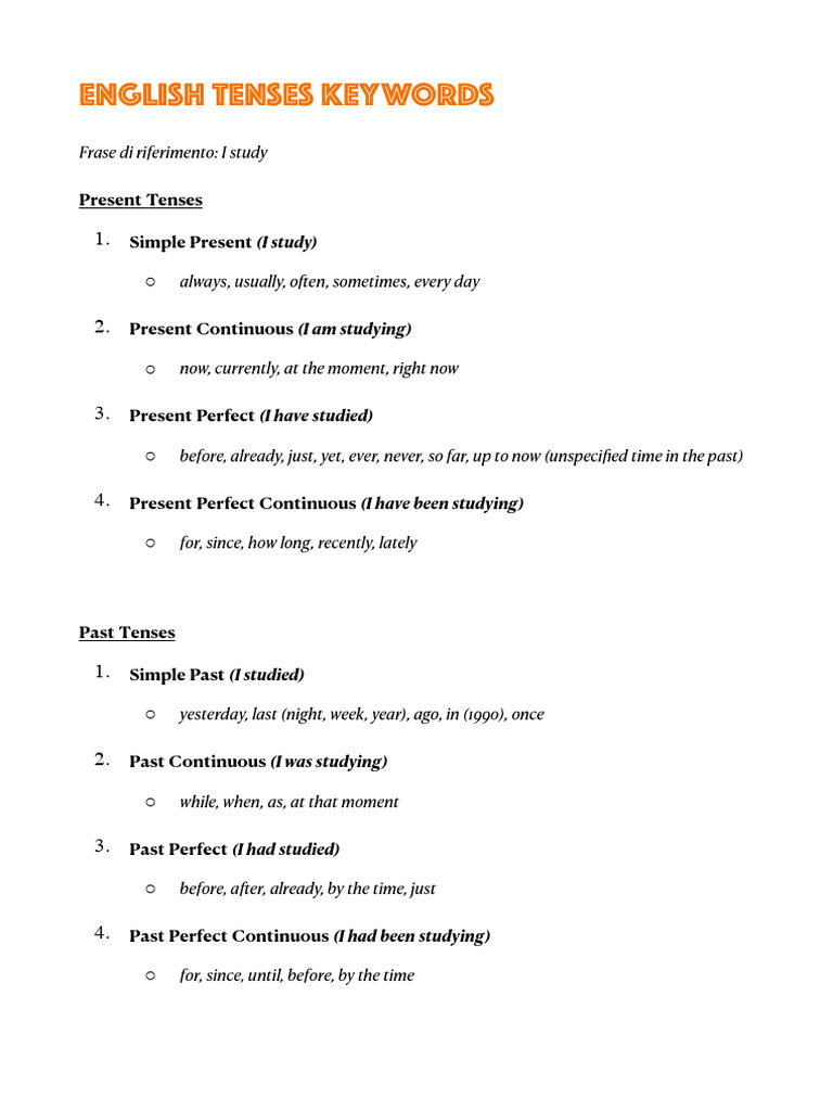 English Tenses Keywords | PDF