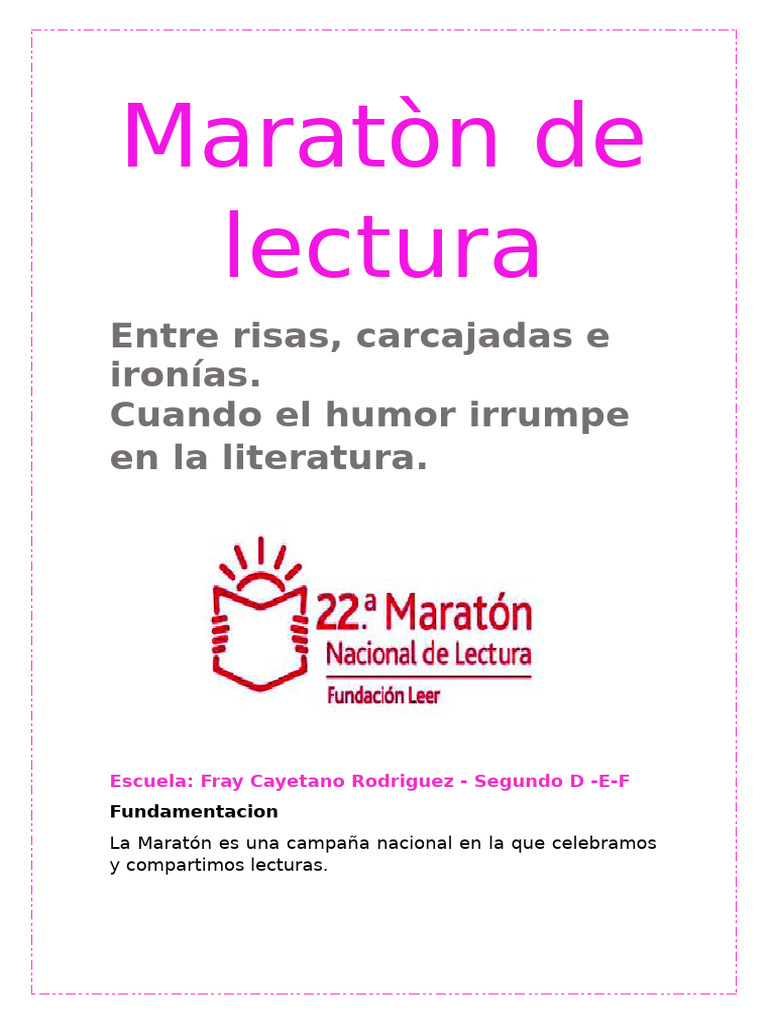 Maratòn de Lectura - 2024-Esc Fray | PDF | Aprendizaje
